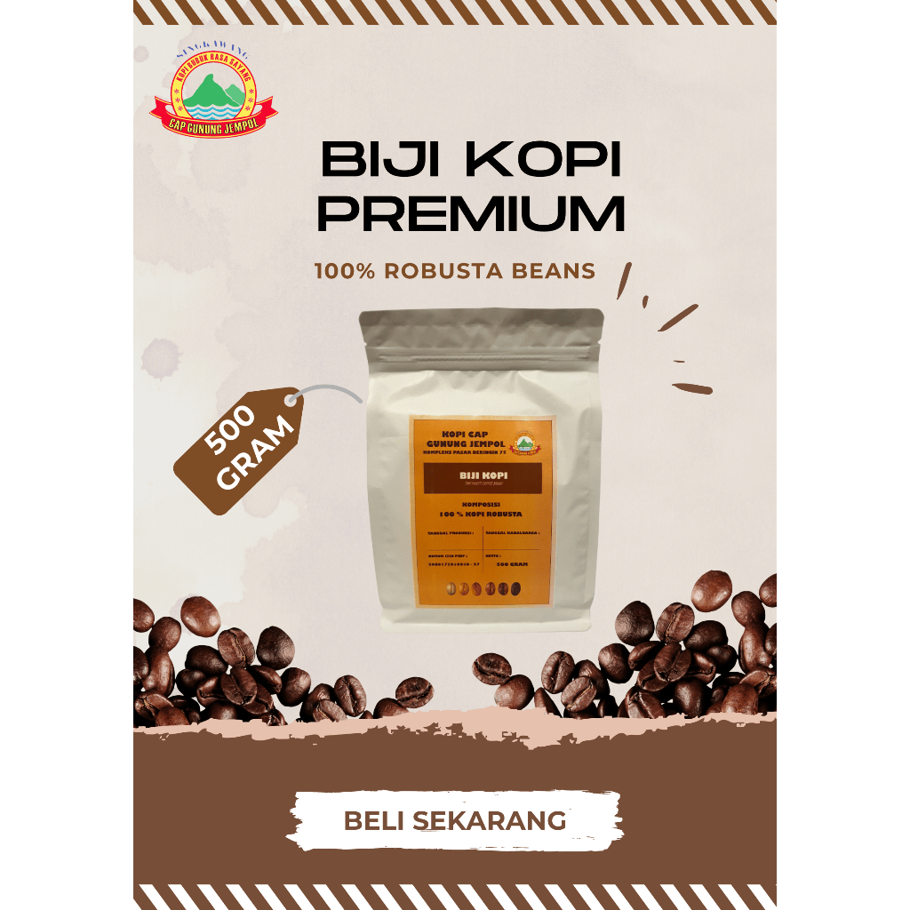 Jual Biji Kopi Premium Robusta 100% Cap Gunung Jempol Singkawang - 500 ...