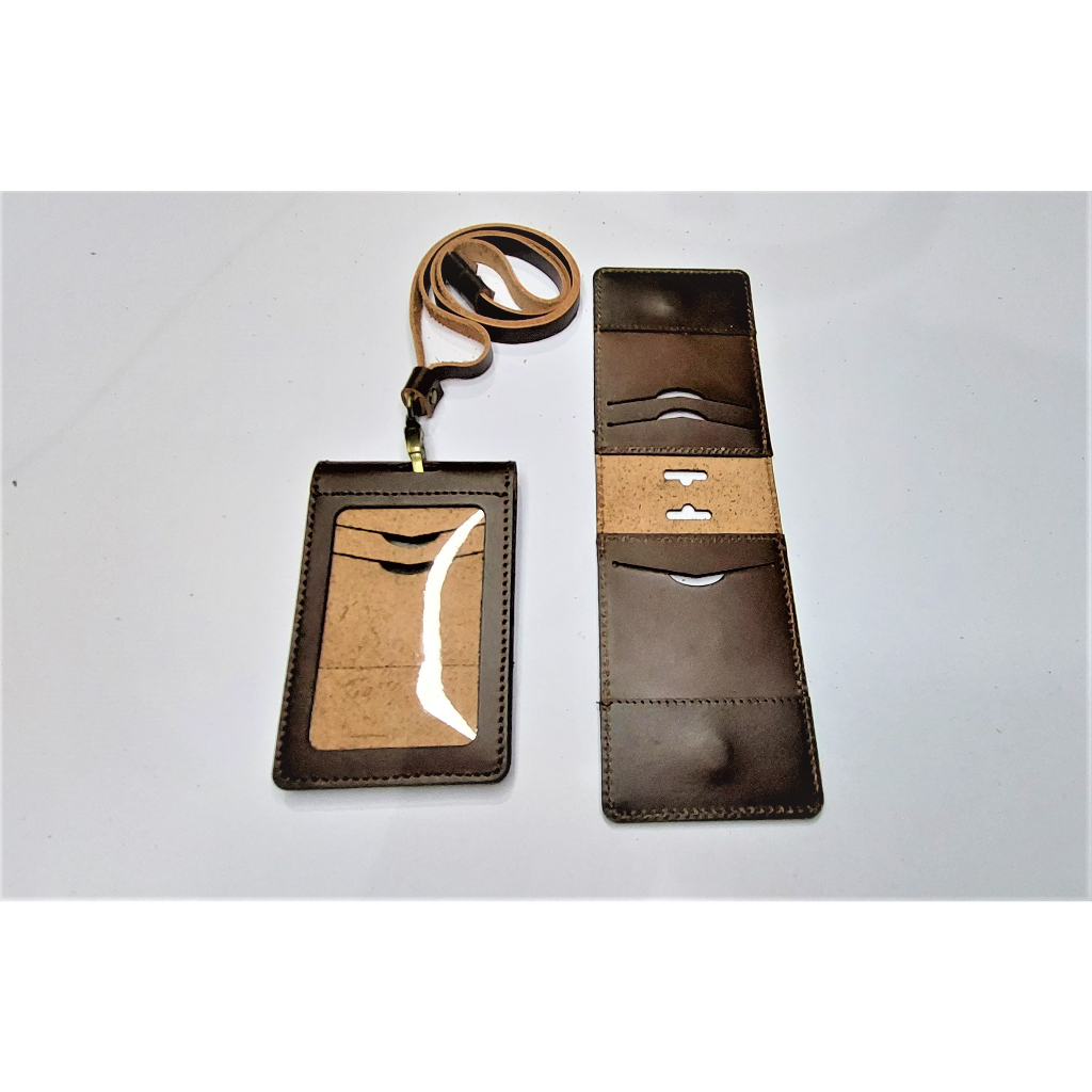 Jual Gantungan Id Card Holder Kulit Sapi / Name Tag Kulit 2 Sisi Plus ...