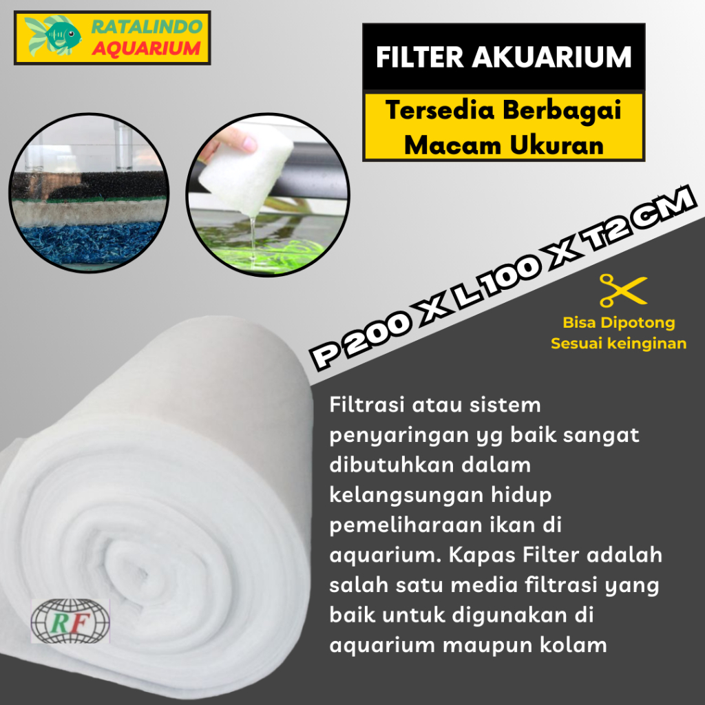 Jual kapas filter aquarium kolam dakron 200x100cm peredam box Speaker ...