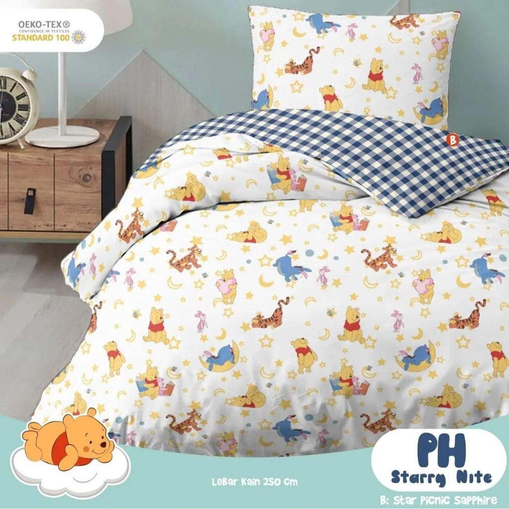 Jual Bahan kain sprei meteran katun lokal CVC Star motif Pooh PH Starry ...