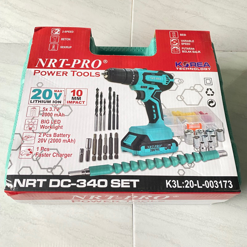 Jual NRT-PRO DC340 10 mm / 13 mm Bor ces Cordless Drill Baterai Tangan ...