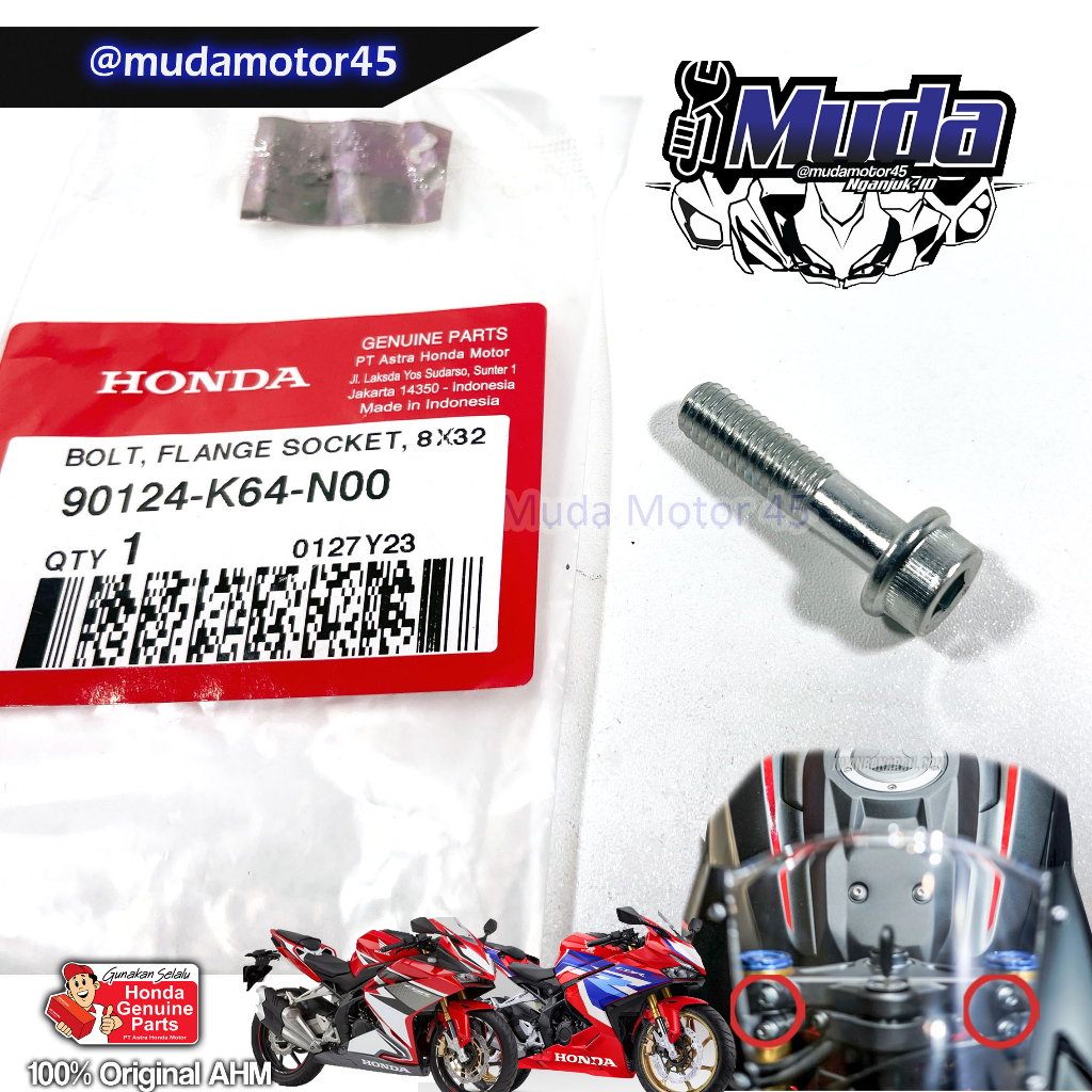 Jual BAUT STANG SEGITIGA ATAS CBR250RR 90124-K64-N00 SETANG SETIR STIR ...