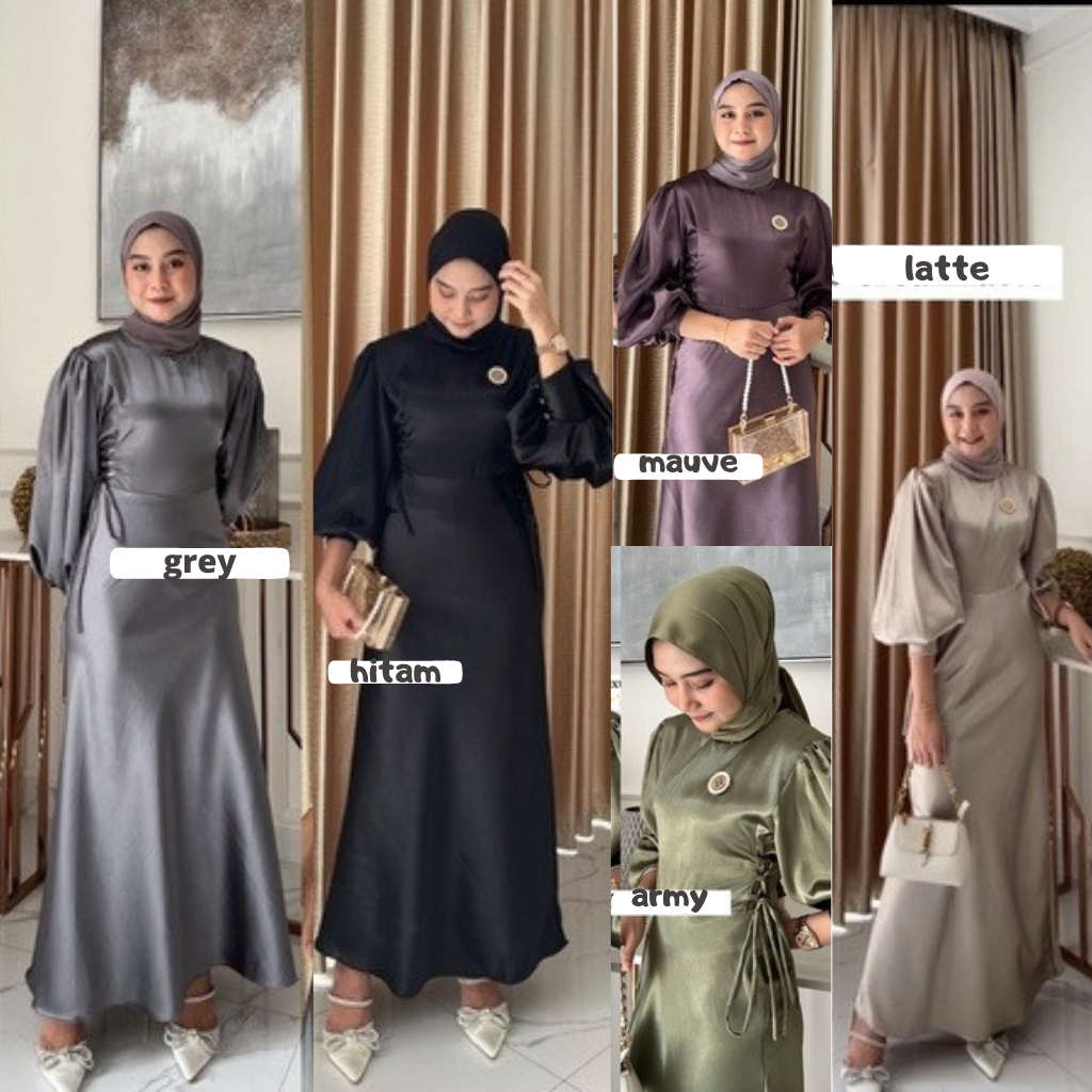 Jual SIYA GAMIS - NEW LYODRA DRESS POLOS SERUT SATIN PREMIUM LENGAN ...