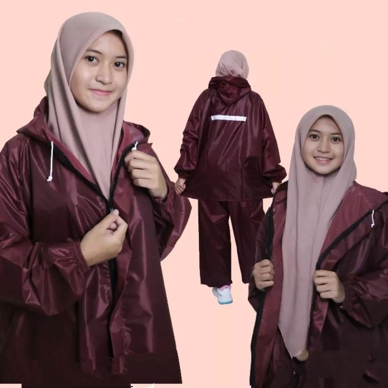 Jual Jas Hujan Premium Parasut bahan tebal Baju Celana | Shopee Indonesia