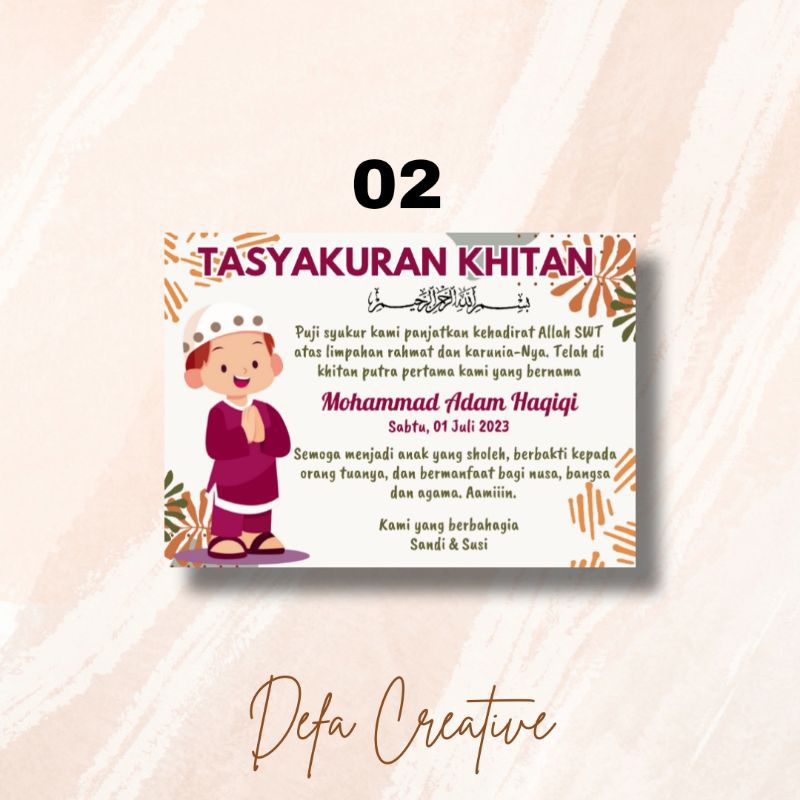 Jual KARTU / STICKER TASYAKURAN KHITANAN / WALIMATUL KHITAN / KHITANAN ...