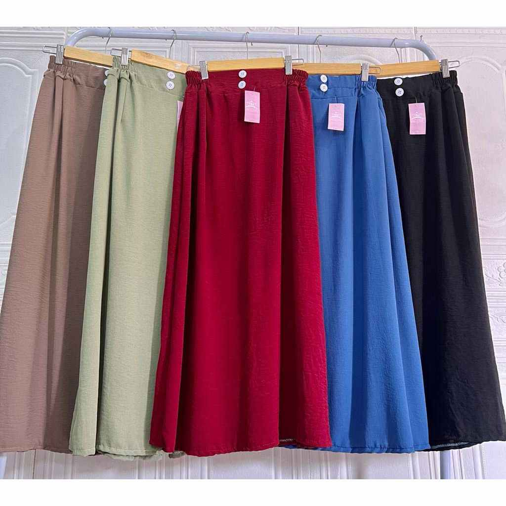 Jual Rok Kancing Crinkle Airflow/Rok Panjang Wanita Jumbo | Shopee ...