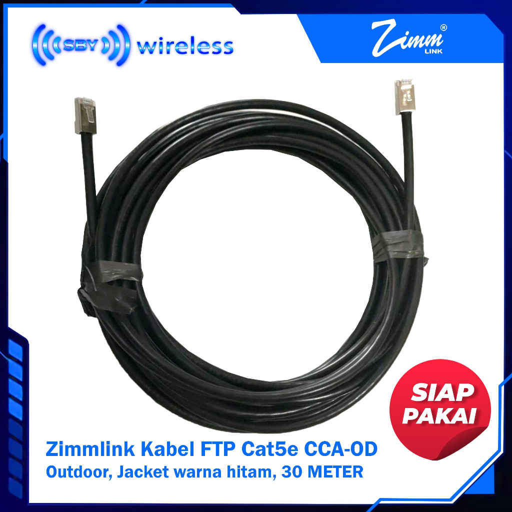Jual SIAP PAKAI Kabel STP Cat5e Zimmlink 30 Meter Plus Tercimpringkan ...