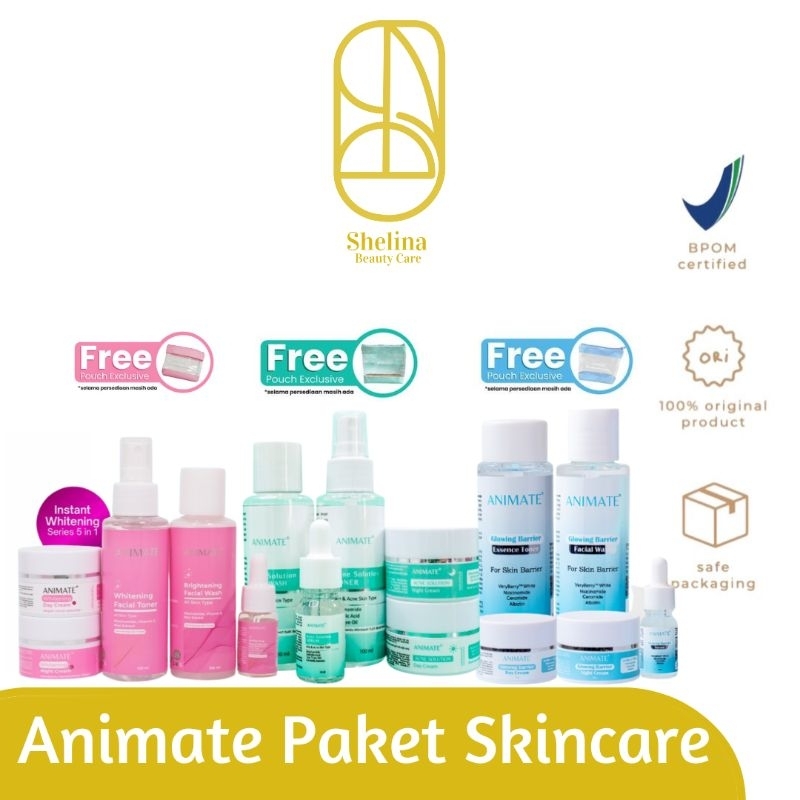 Jual Animate Paket Skincare Whitening Glowing Barrier Acne Series ...