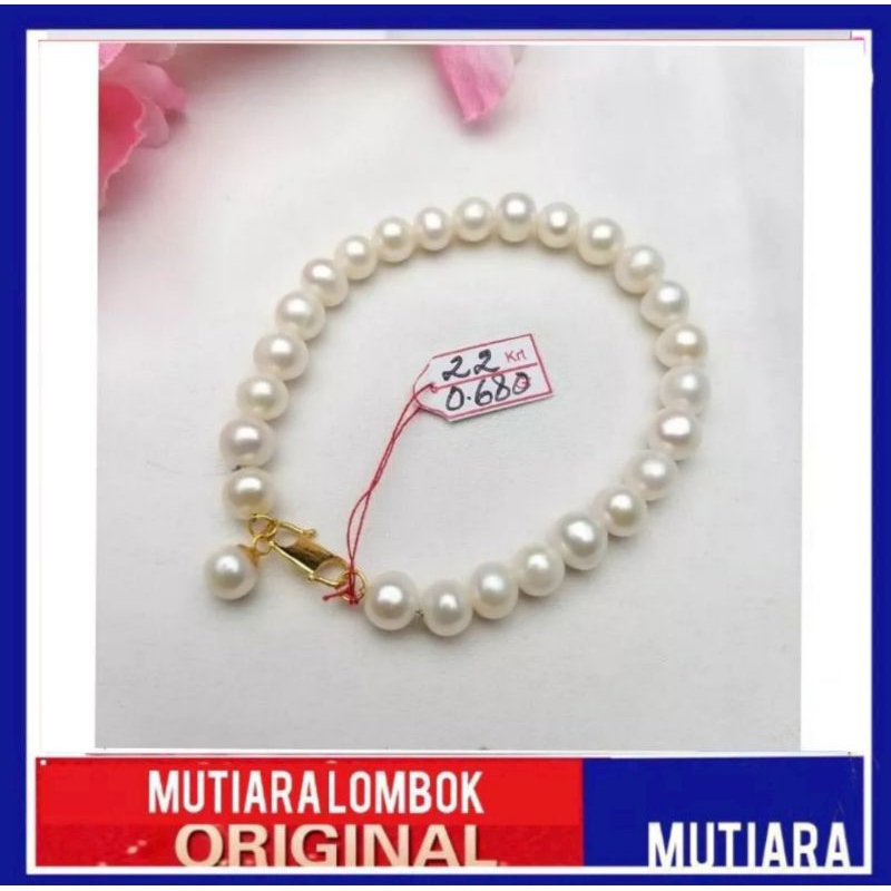 Jual gelang mutiara lombok asli emas 22 karat pashion wanita model ...