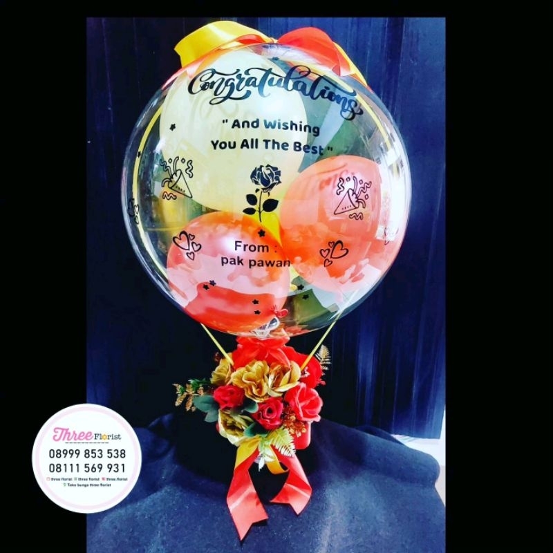 Jual box bunga balon / rangkaian bunga balon box / hadiah ucapan ...