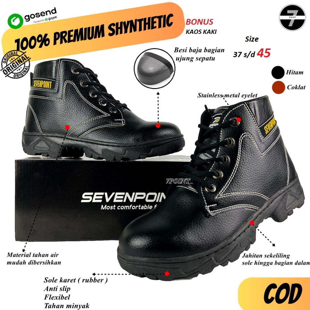 Jual Sepatu Safety Pria Wanita Boots Original Sevenpoint Ujung Besi ...