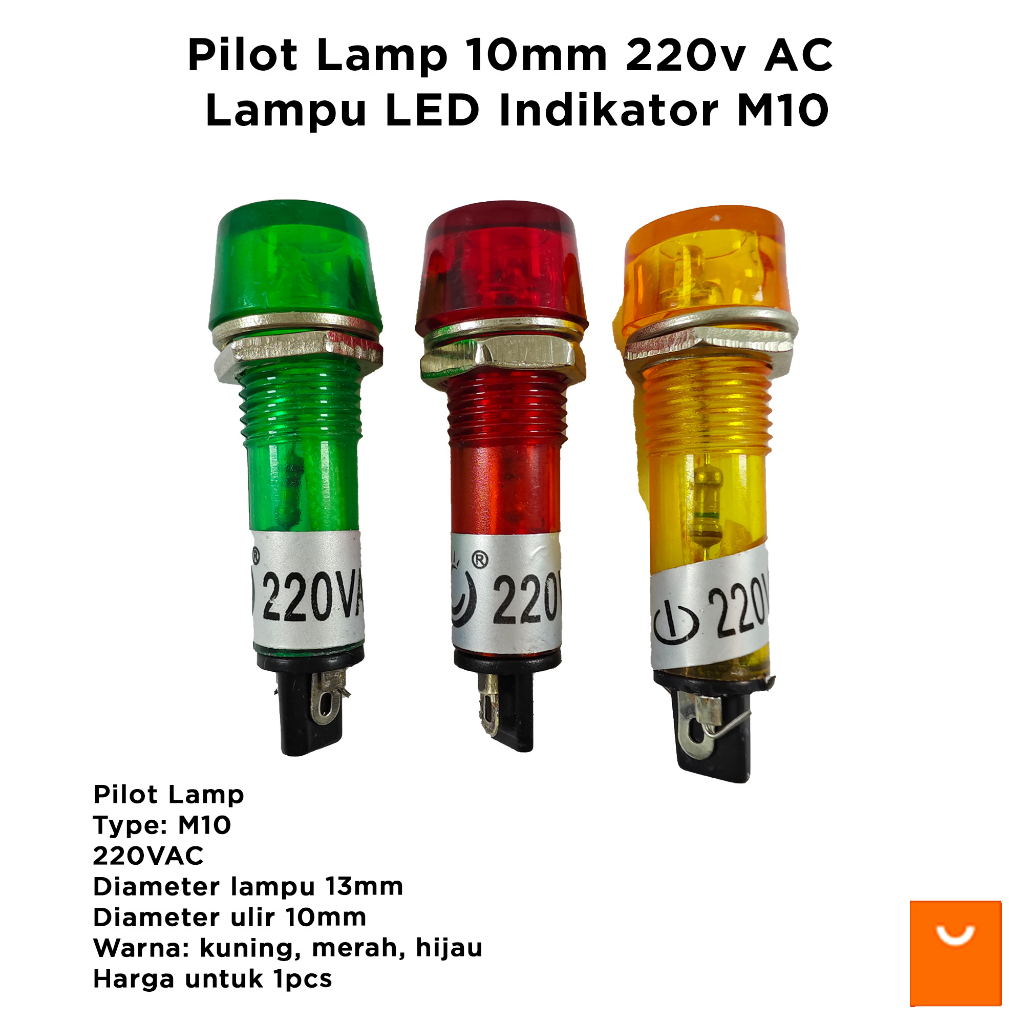 Jual Pilot Lamp 10mm 220v AC Lampu Indikator M10 | Shopee Indonesia