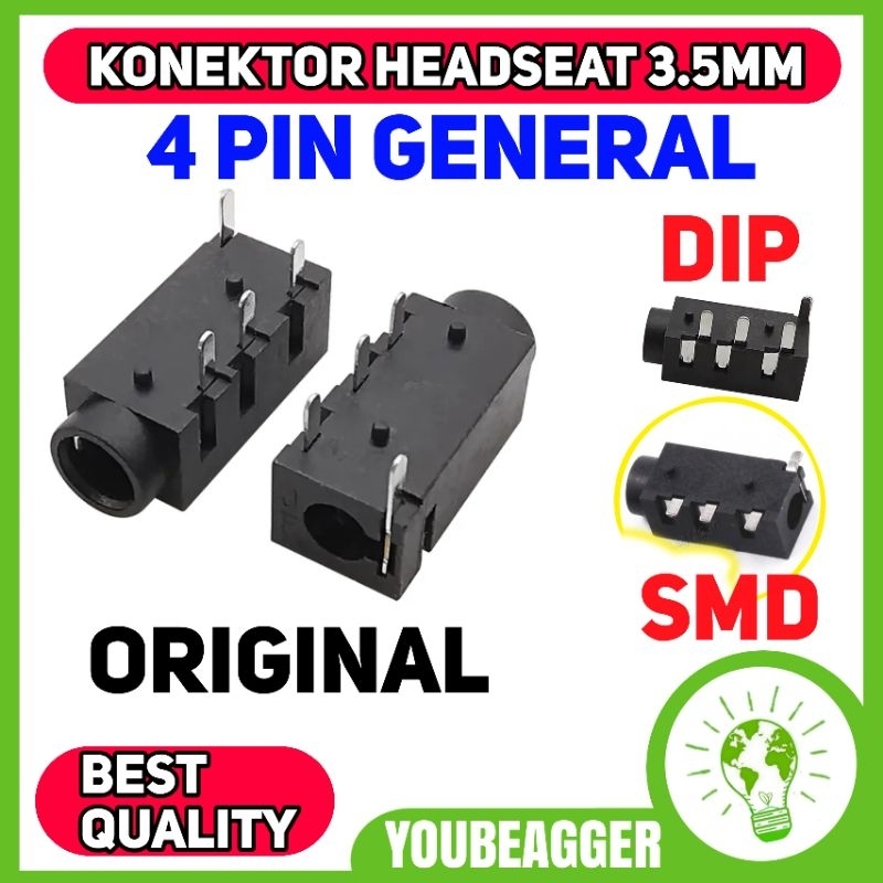 Jual Konektor headphone headseat 3.5mm Female jack audio 4 pin | Shopee ...