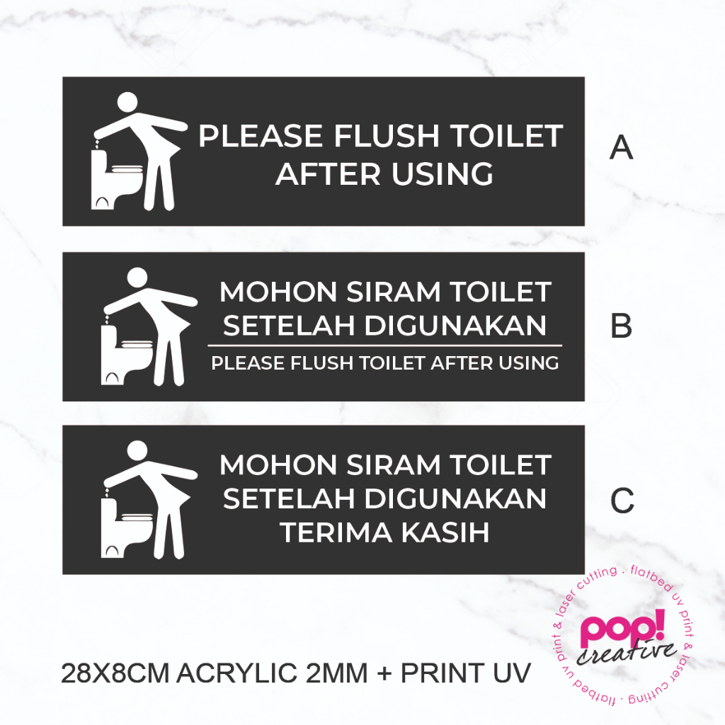 Jual Akrilik tulisan toilet harap siram please flush after using ...