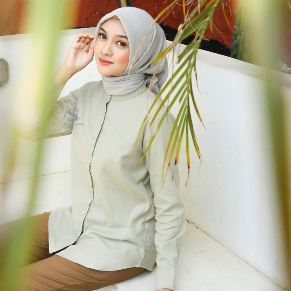 Jual Alya Kemeja Katun Linen Premium (Warna Soft Sage) | Shopee Indonesia