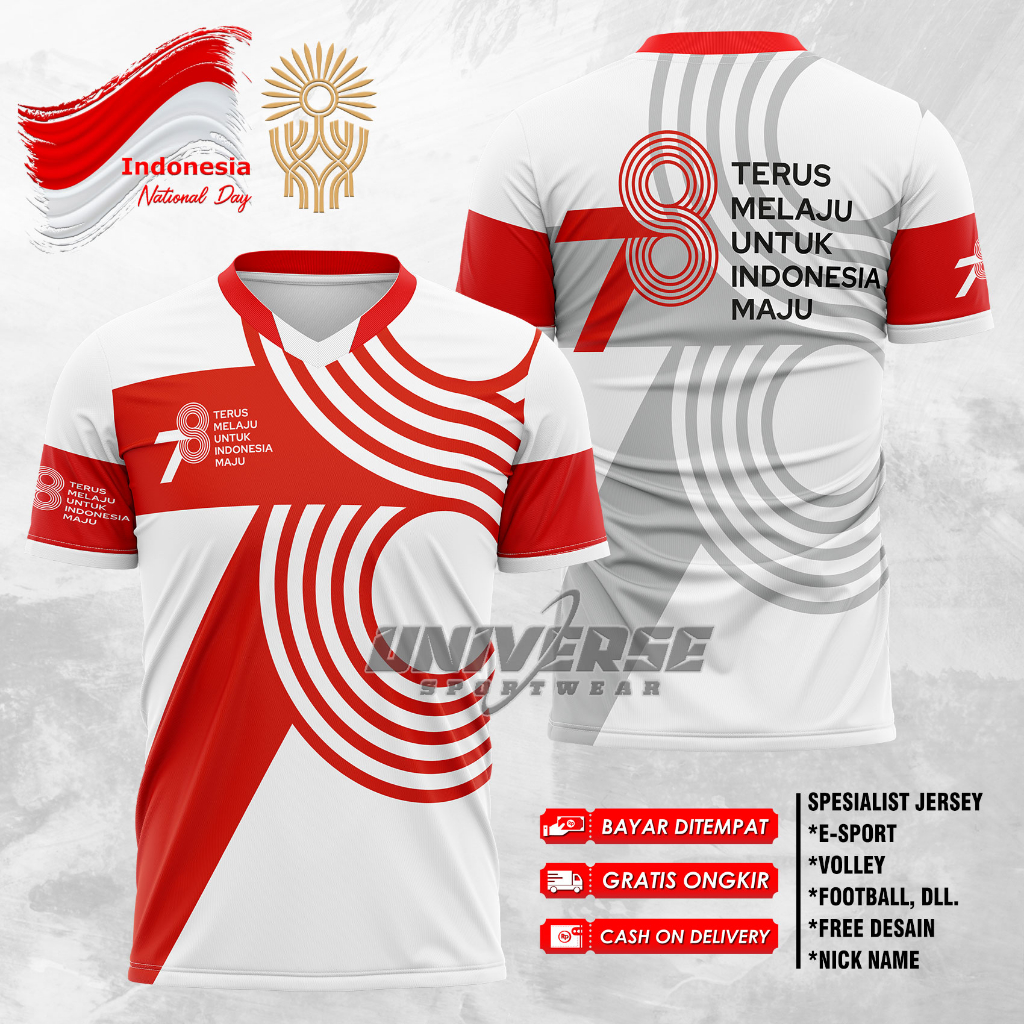 Jual JERSEY KAOS HUT RI / KAOS INDONESIA / KAOS 17 AGUSTUS / KAOS KEMERDEKAAN / KAOS KEMERDEKAAN ...