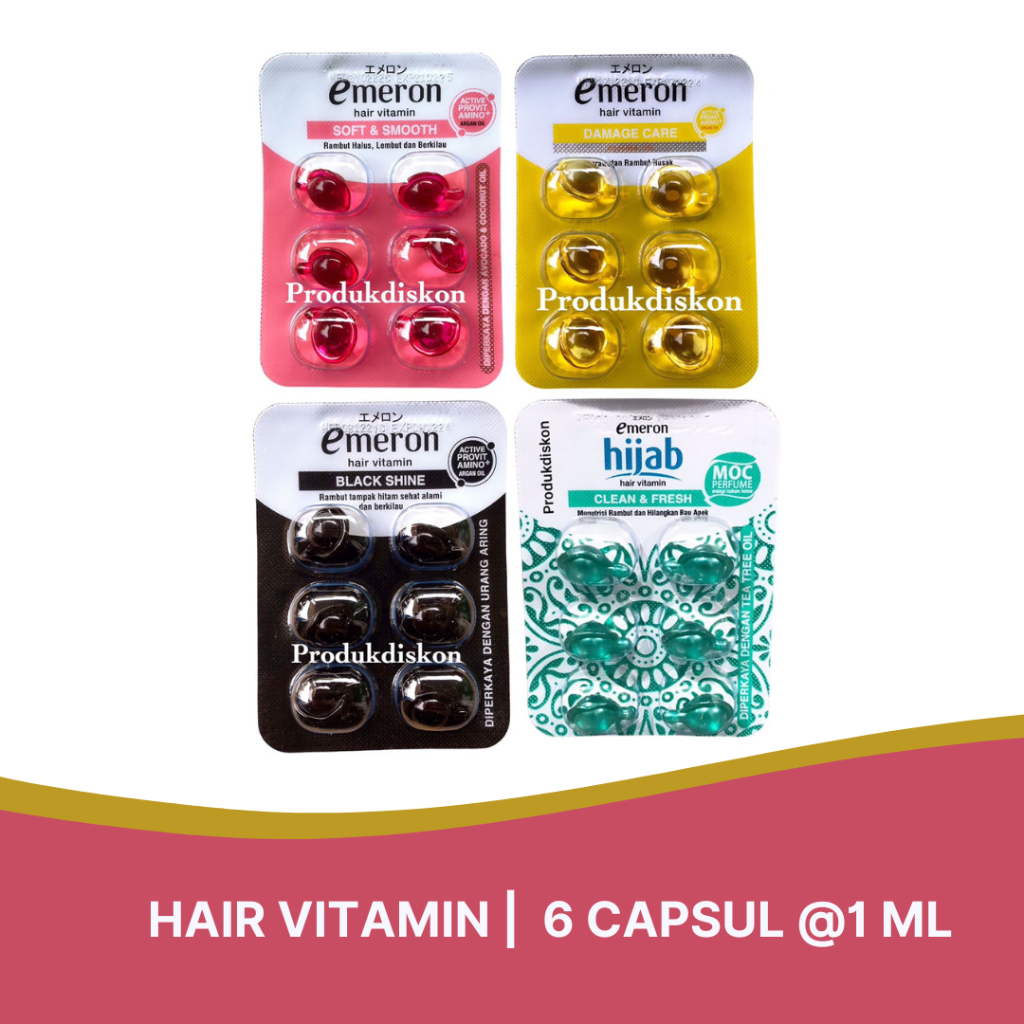 Jual EMERON Hair Vitamin 6 Capsule @ 1 ML - Vitamin Rambut | Shopee ...
