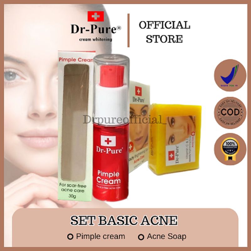Jual PAKET ACNE DR PURE | Paket Basic Acne Pimple Cream dan Acne Soap | Shopee Indonesia