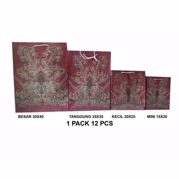 Jual Paper bag batik 4 ukuran ( 1pak isi 12pcs ) | Shopee Indonesia