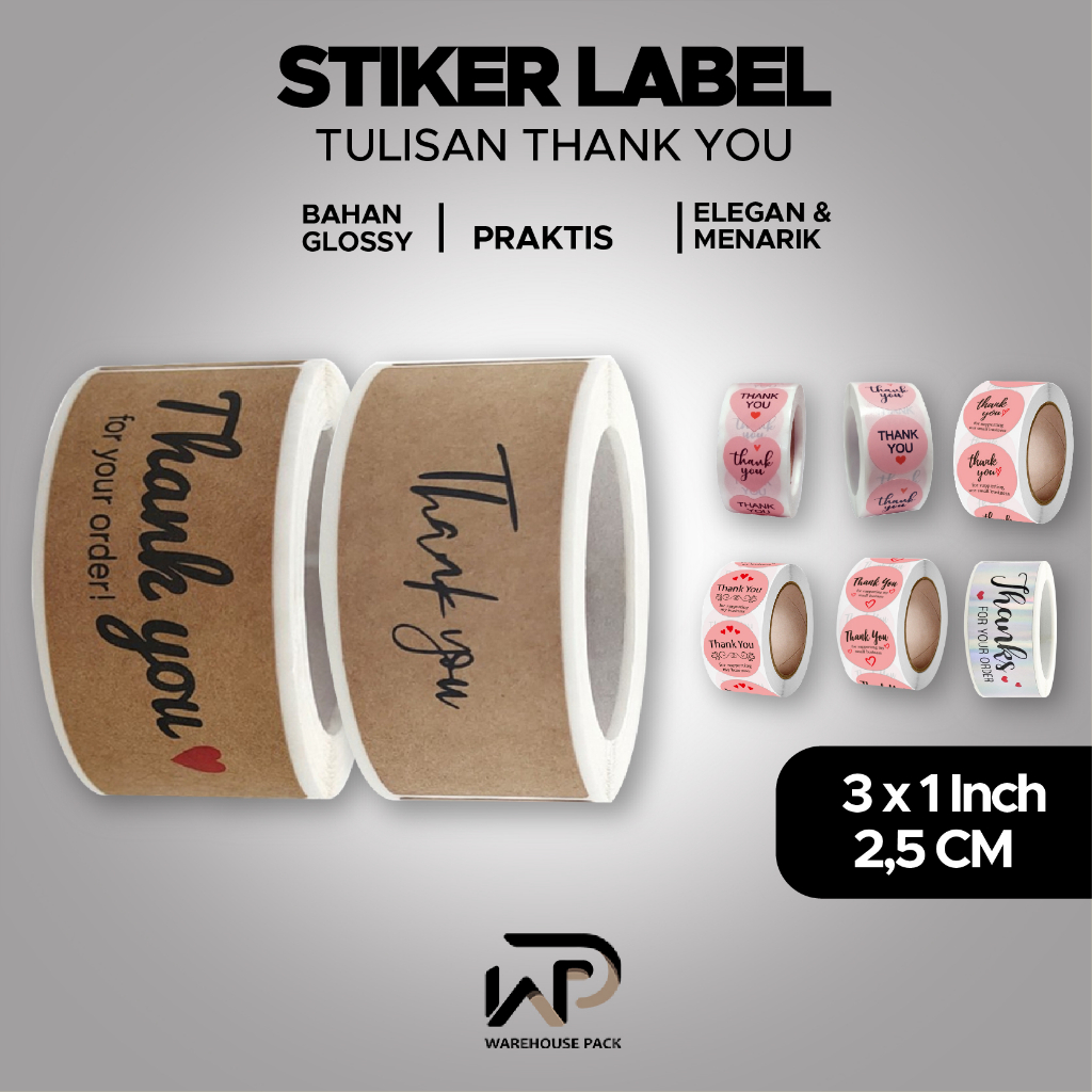 Jual 1 Roll ( 500 Pcs - 120 Pcs ) Stiker Label Thank You For Your Order ...