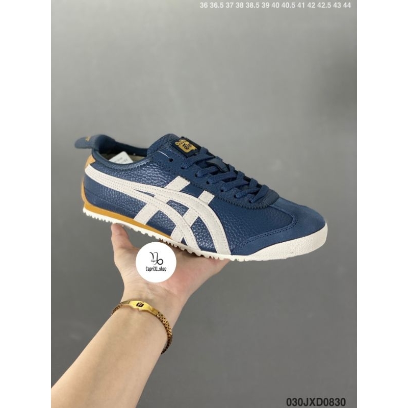 Jual Sepatu Onitsuka Mexico 66 Navy White Brown Free Kaos Kaki | Shopee ...