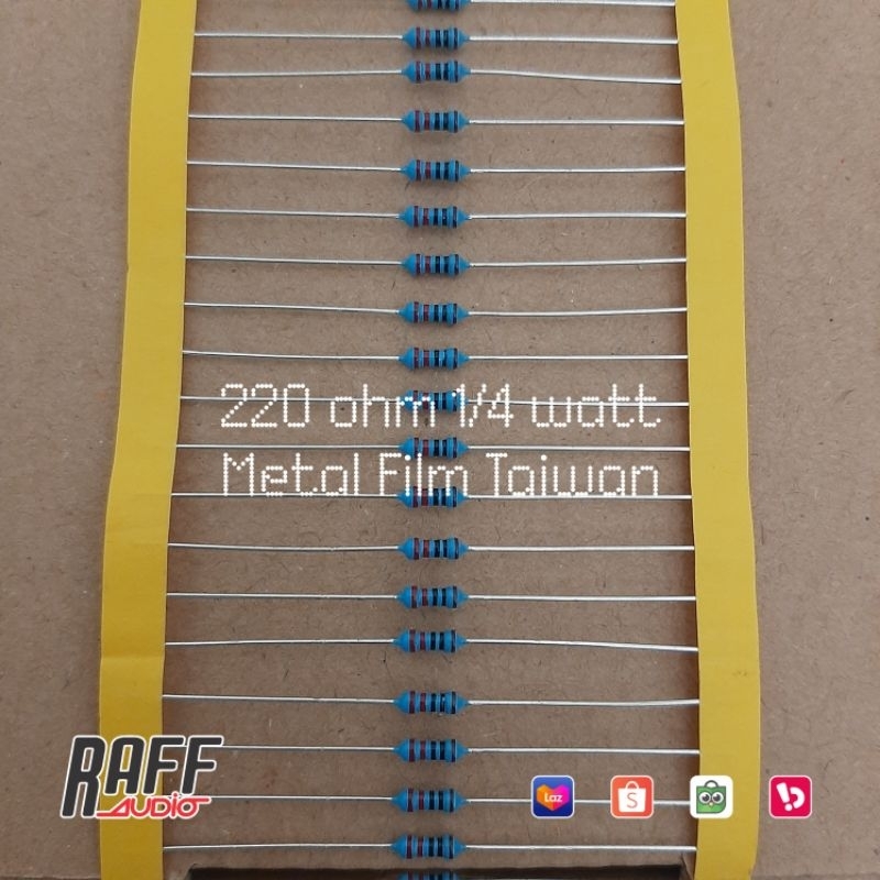 Jual 10 pcs - Resistor 220 ohm 220R 1/4 watt - Taiwan 1% Metal Film | Shopee Indonesia
