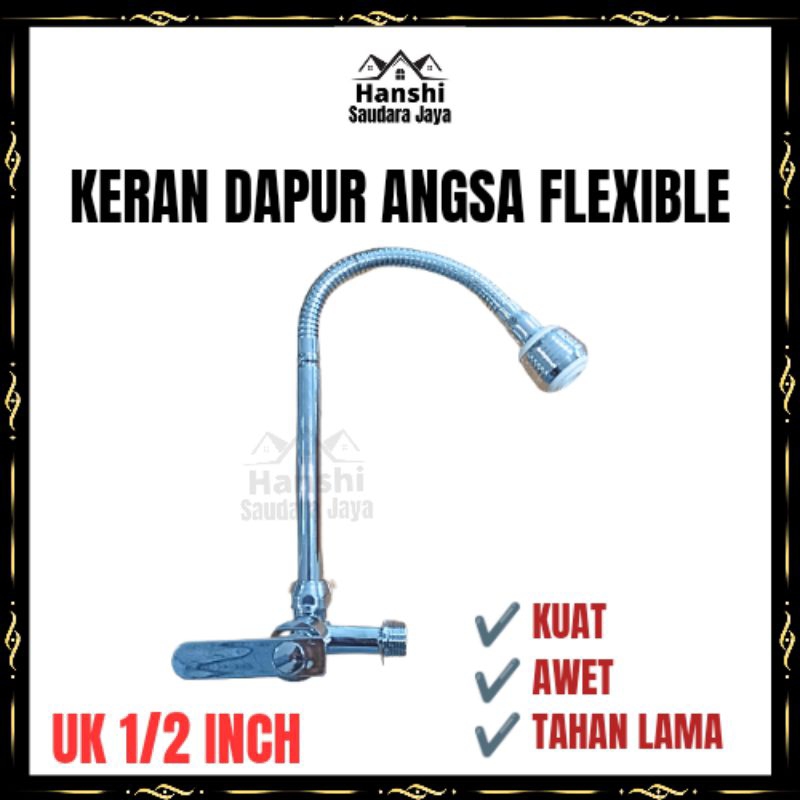 Jual Kran Angsa Dapur Fleksibel / Kran Angsa Flexibel Engkol Silver ...