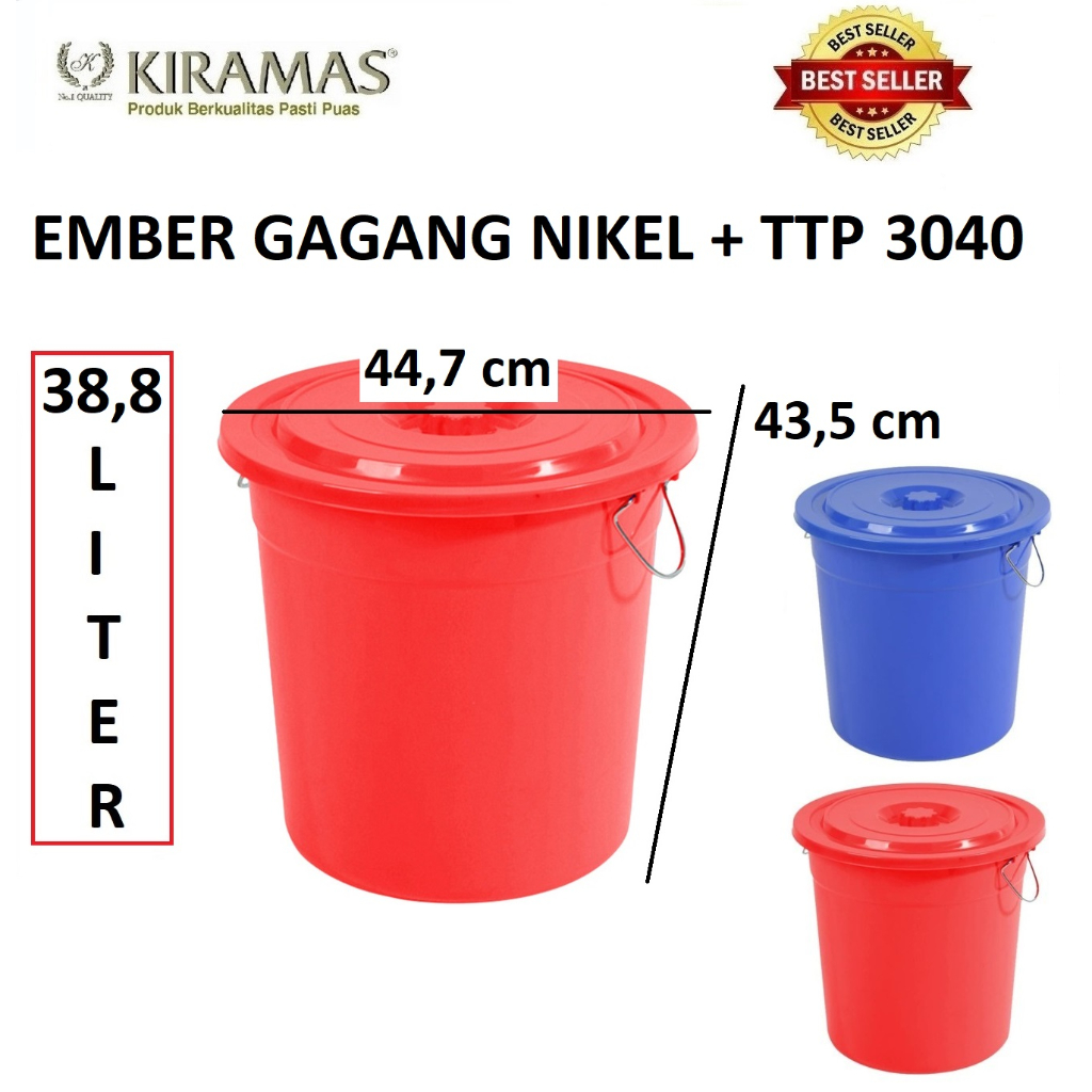 Jual KIRAMAS Ember Besar / Jumbo 40 Liter GG Nikel Biru/Merah 3040 (By ...