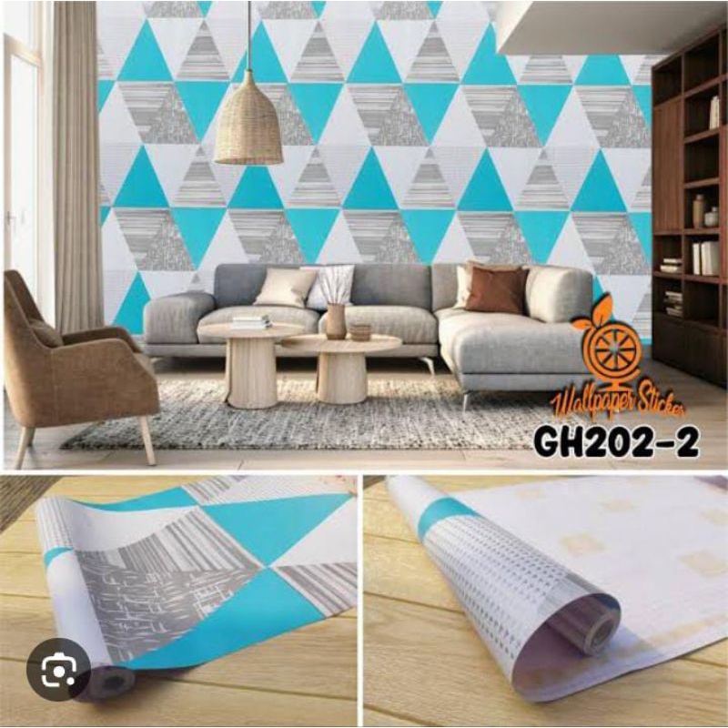 Jual Wallpaper Sticker Dinding 3D Segitiga Biru Putih |Segitiga Abu ...