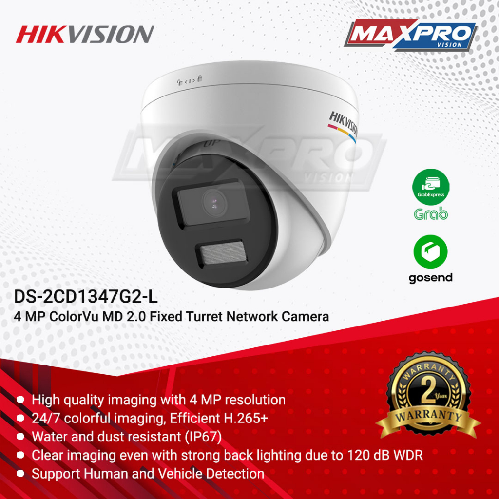 Jual DS-2CD1347G2-L - HIKVISION IP CAMERA 4MP COLORVU TURRET | Shopee Indonesia