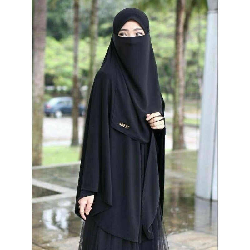 Jual cadar mata karet sifon silk jetblack murah hitam pekat | Shopee ...