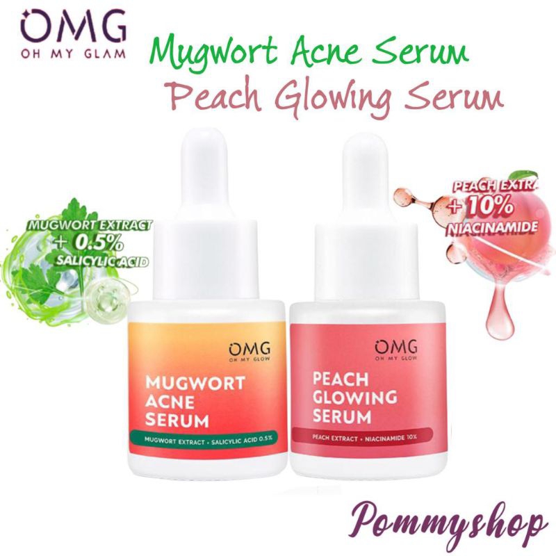 Jual OMG Oh My Glow Peach Glowing Serum & Mugwort Acne Serum 20ml | Shopee Indonesia