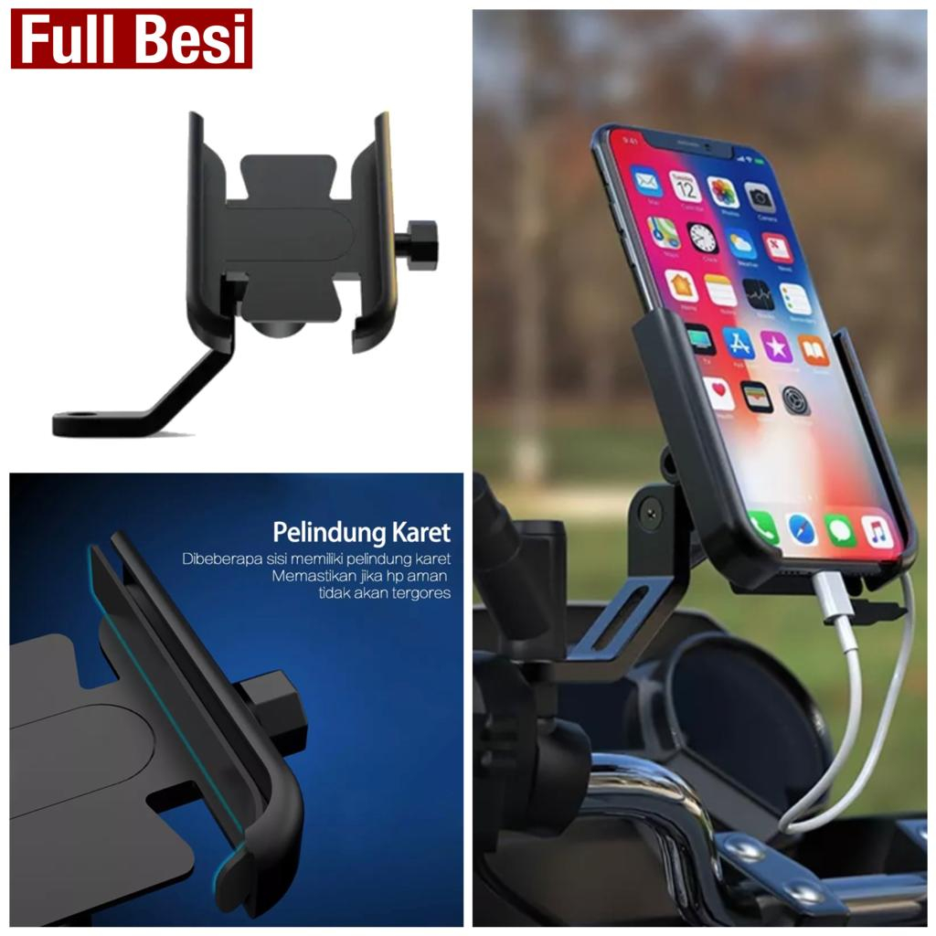 Jual Holder Spion Motor Full Besi Phone Stand Handphone Senderan Dudukan Hape Alat Penyangga HP ...