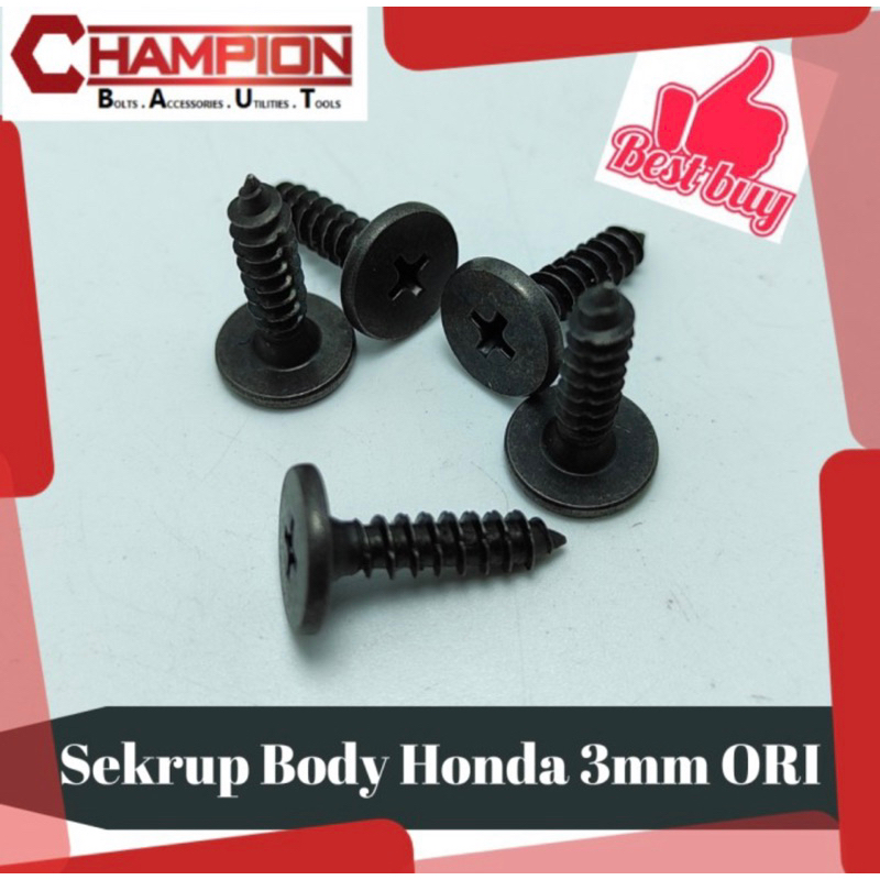 Jual sekrup body honda original kepala rata badan 3mm panjang 20mm ...