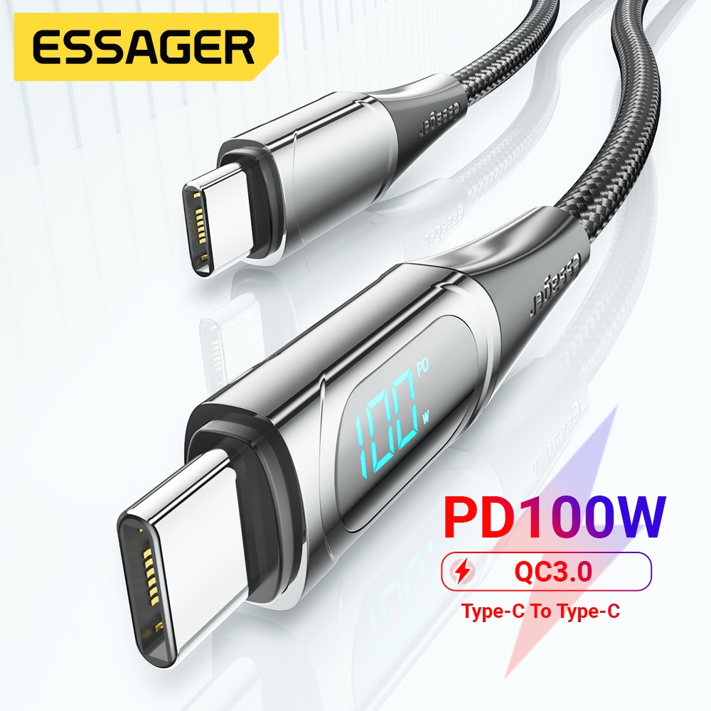 Jual Essager Kabel Data Charger USB C To Type C LED Digital Display Fast Charging 100W Cable ...