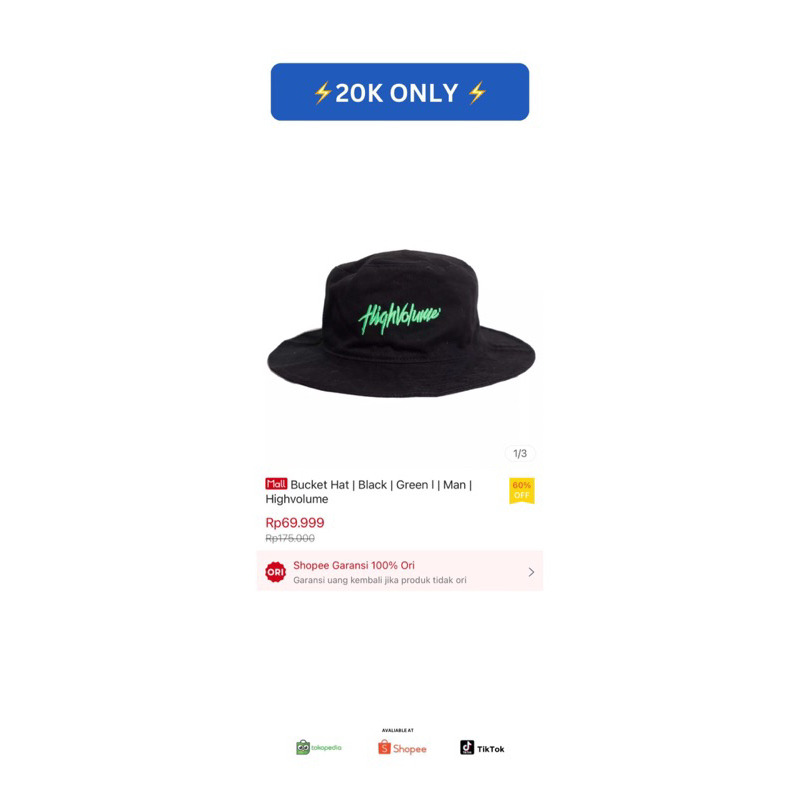 Jual bucket hat HIGHVOLUME ORIGINAL | Shopee Indonesia