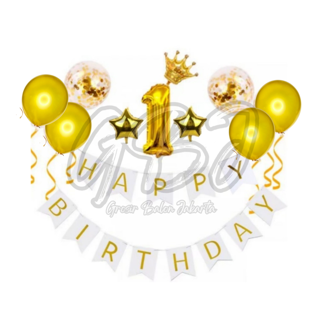Jual [PAKET ANGKA] - Happy Birthday GOLD Set Party / Set Balon Ulang ...