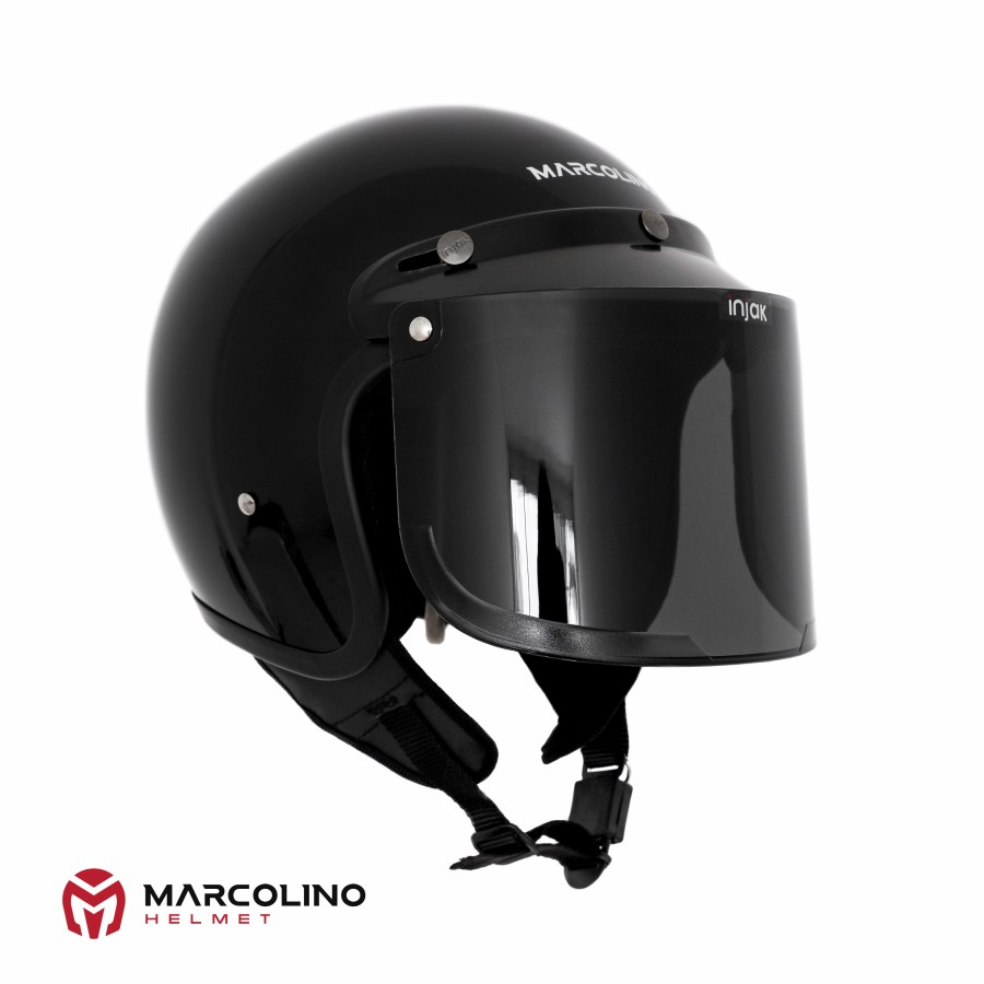 Jual Helm Bogo Retro Marcolino Black/ Hitam Glossy SNI Flat Visor by ...