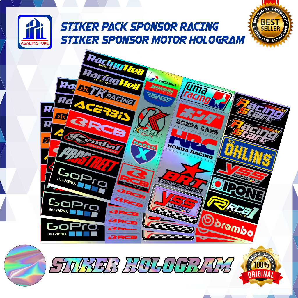 Jual Stiker Sponsor Racing Pack Sticker Racing Hologram Stiker Sponsor ...