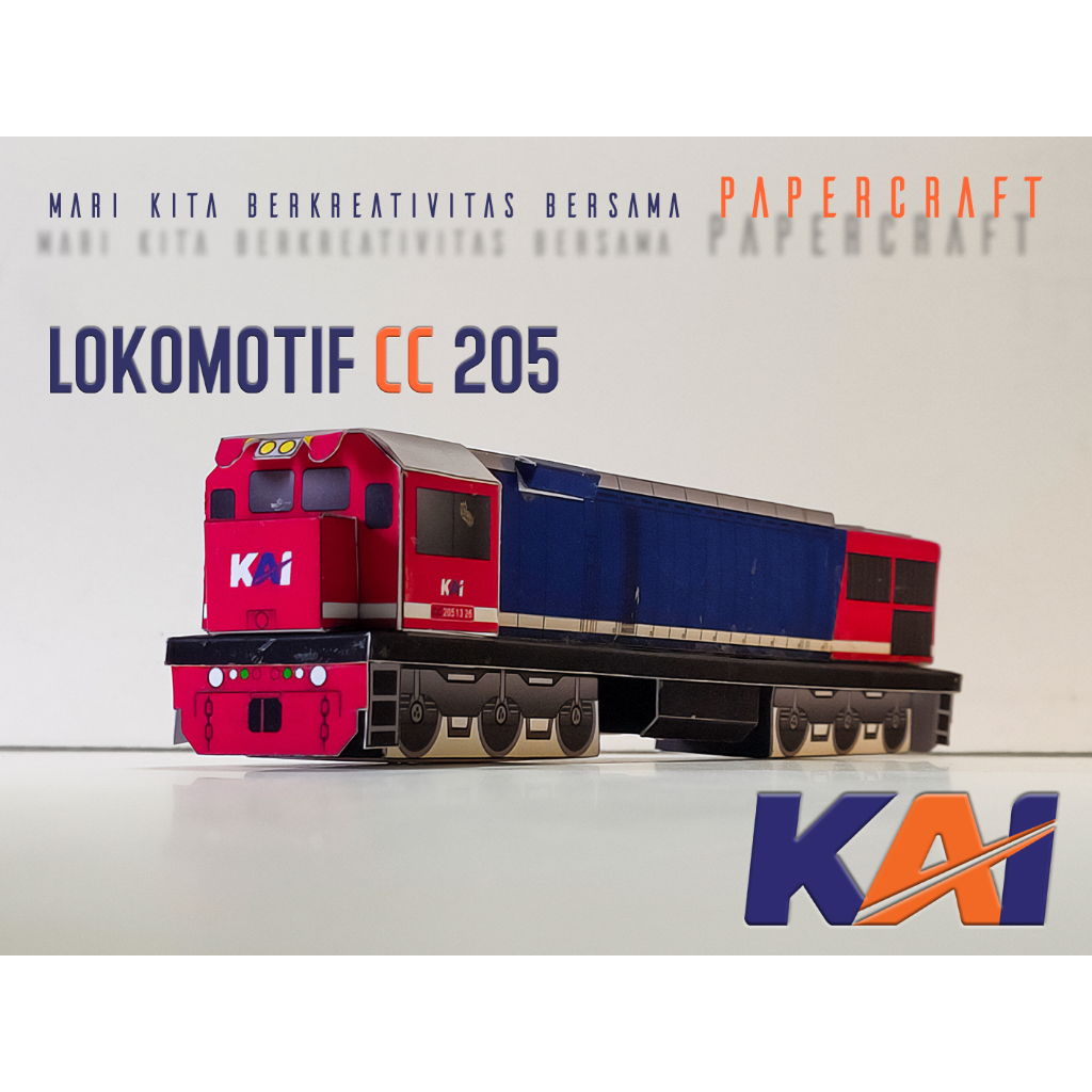 Jual 3D Papercraft Kereta Api Indonesia Lokomotif CC 205 Pola Kertas ...