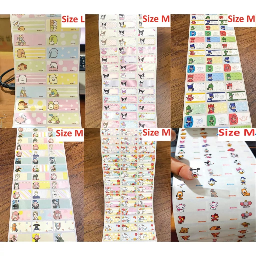 Jual Label nama sticker waterproof Super Karakter (cinnamoroll, Kuromi ...