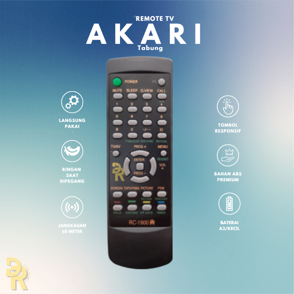Jual Remot Remote TV Tabung AKARI RC-1900 tanpa setting | Shopee Indonesia