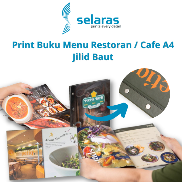 Jual Cetak / Print Buku Menu Restoran / Cafe A4 Jilid Baut Selaras ...