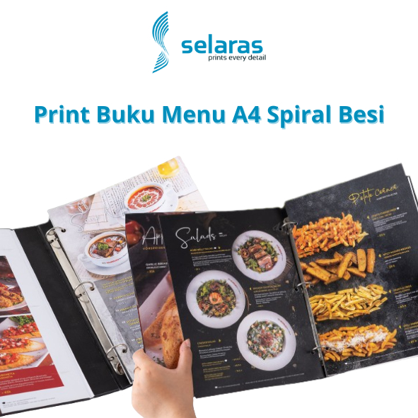 Jual Print Buku Menu Restoran Cafe A4 Jilid Spiral Besi Selaras ...