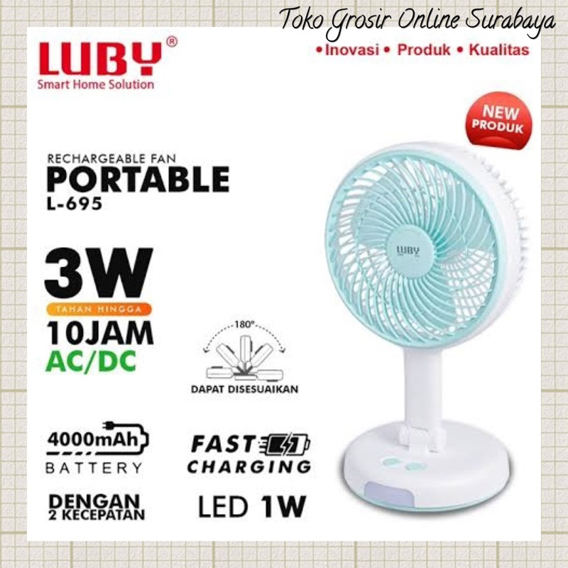 Jual Kipas angin cas + lampu emergency led LUBY L 695 | Shopee Indonesia
