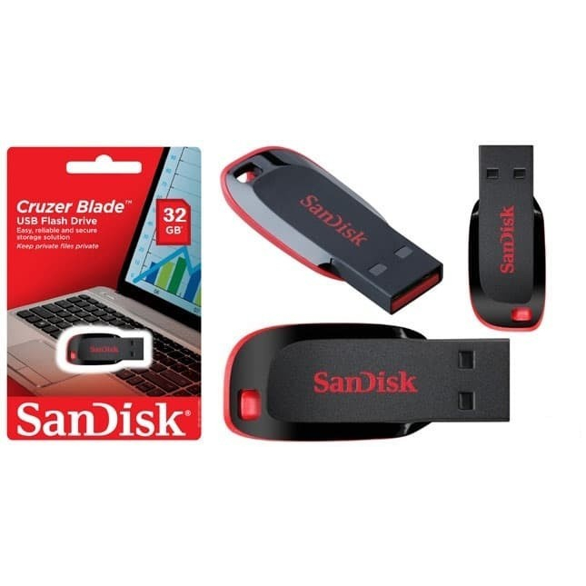Jual Flashdisk SanDisk Cruzer Blade Hitam/Merah | Shopee Indonesia
