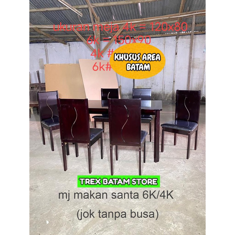 Jual MEJA MAKAN SANTA 4 KURSI 6 KURSI [ BATAM ] | Shopee Indonesia