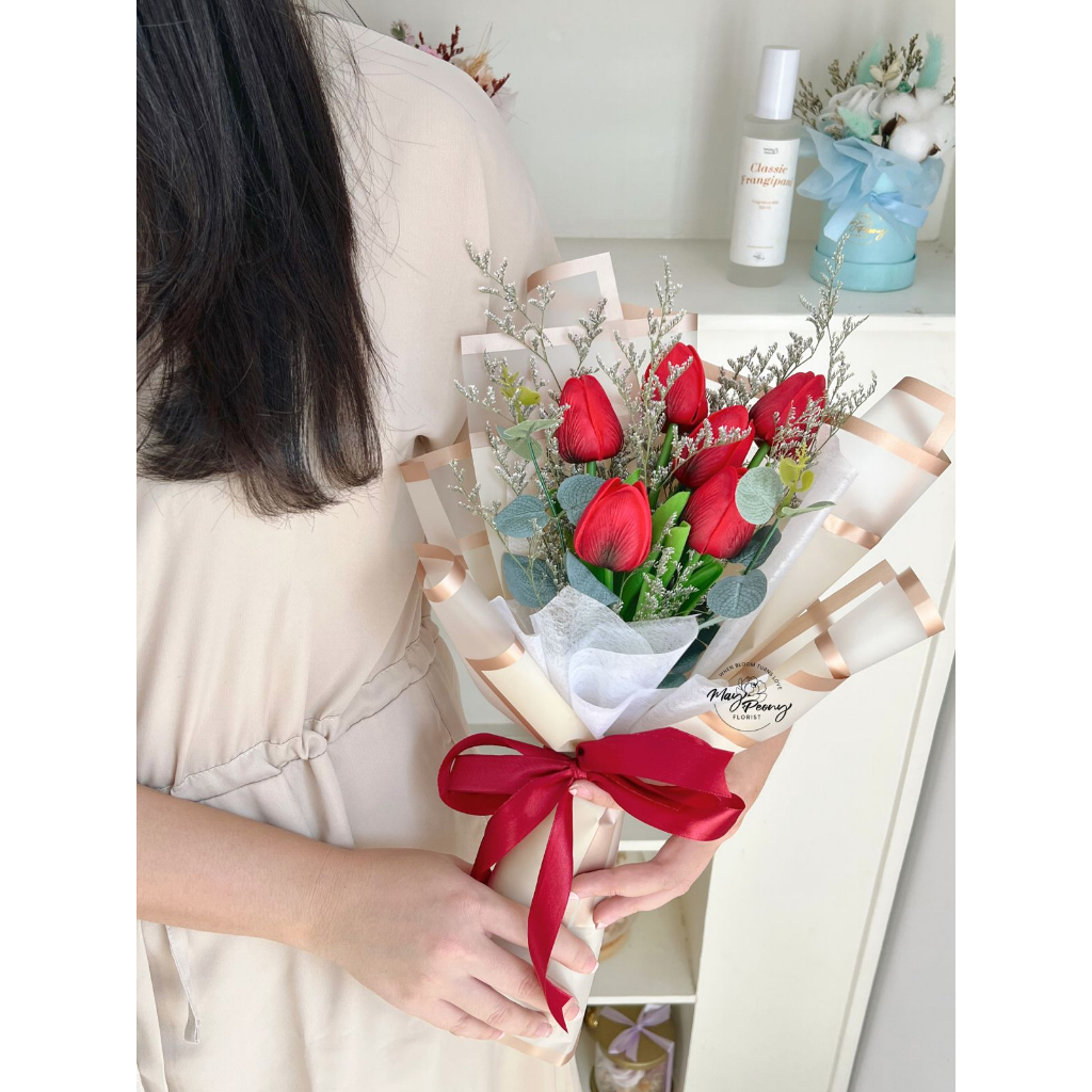 Jual ARTIFICIAL TULIP 6 STEM - BUKET BUNGA TULIP PALSU 6 TANGKAI FLOWER ...