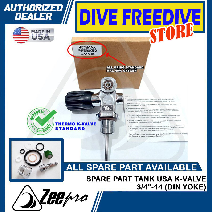Jual Spare Part Tank Valve Zeepro USA K-Valve Right Kanan Din to Yoke Head K-Thermo Thermo ...