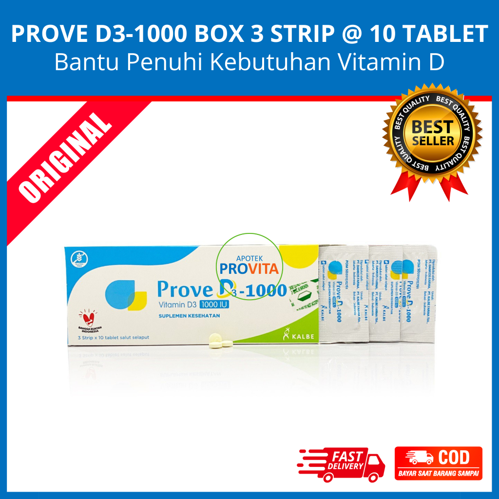 Jual PROVE D3 1000 PER STRIP 10 TABLET / PER BOX 30 TABLET - Suplemen Kesehatan VItamin D 1000 ...
